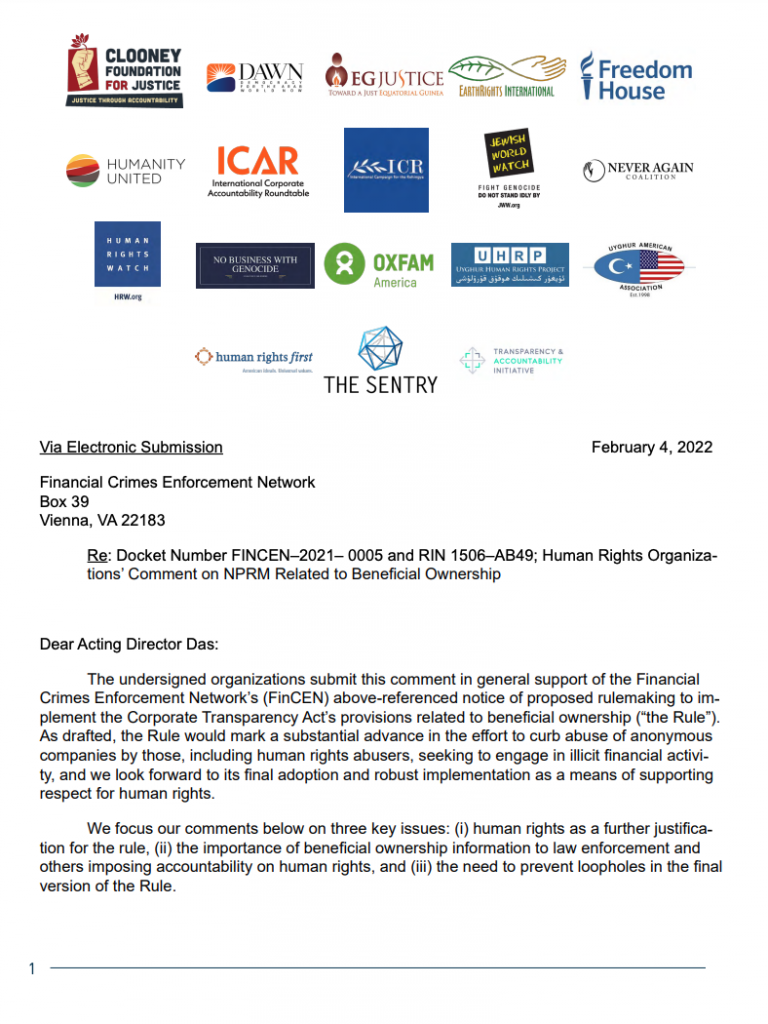 FinCEN-letter - The Sentry